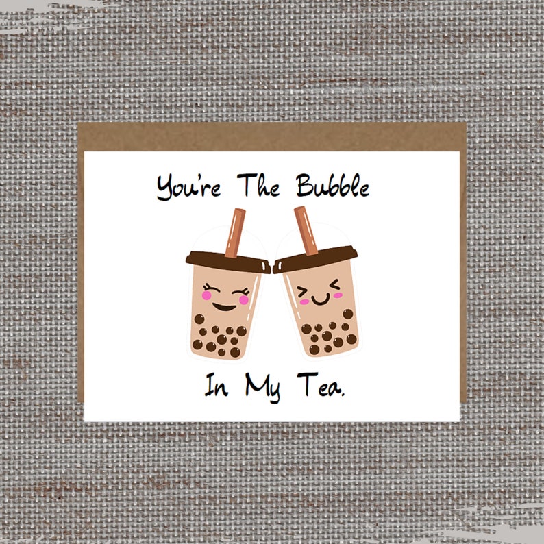 Adorable Bubble Tea Card: Kawaii Boba Anniversary, Friendship Card - Etsy