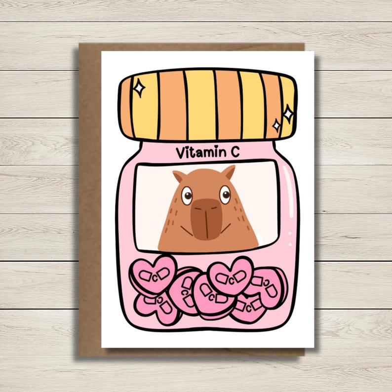 Kawaii Capybara Get Well Card: Punny Vitamin C Healing Wishes - Etsy