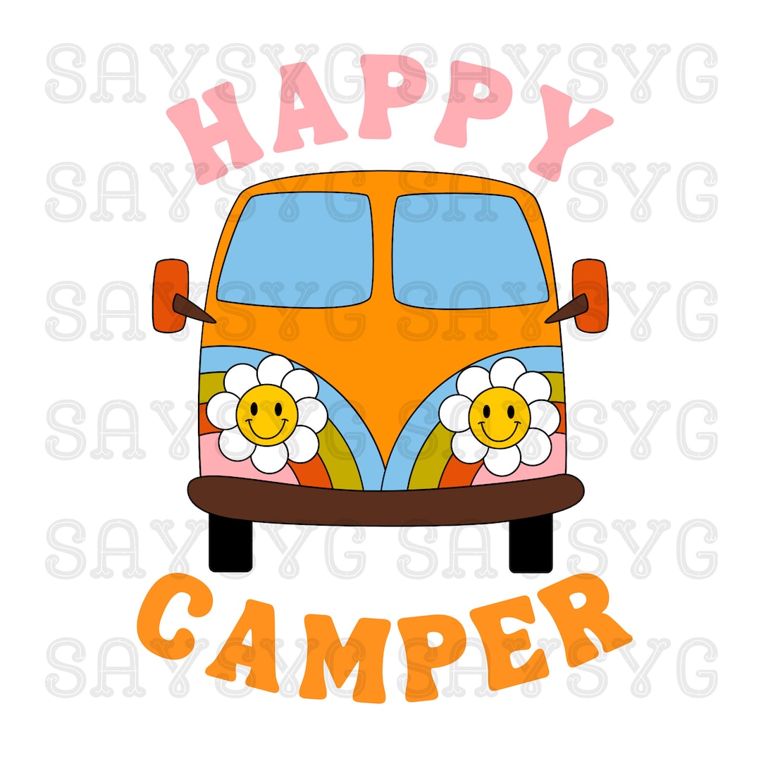 Happy Camper SVG / groovy svg van svg groovy clipart hippy hippie van ...
