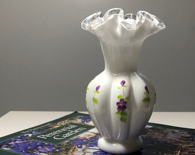 Fenton Signed Silver Crest Vase, Hand Painted "violets in the Snow" - Etsy
