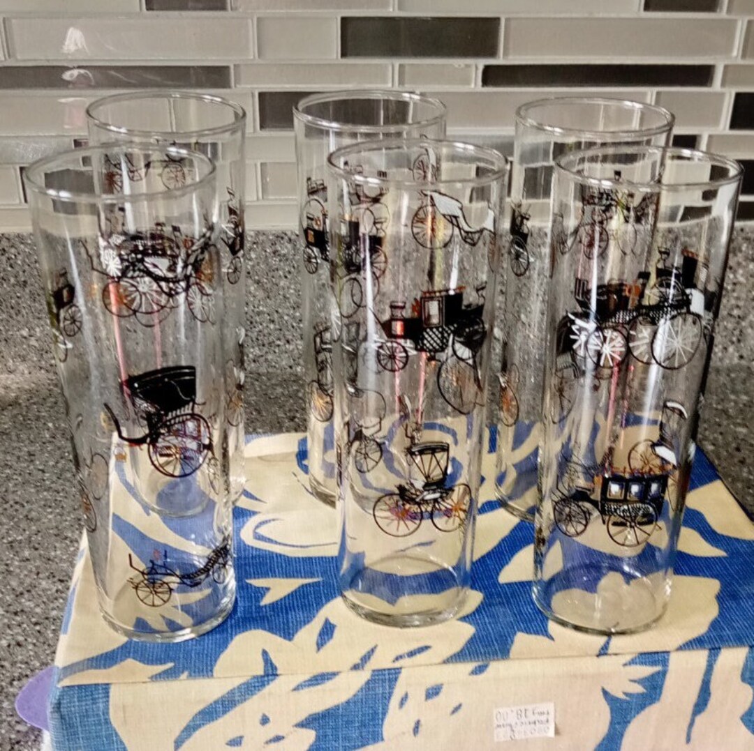 Set of 6 Libbey Tom Collins/ice Tea Glasses, Pattern Curio Featuring ...