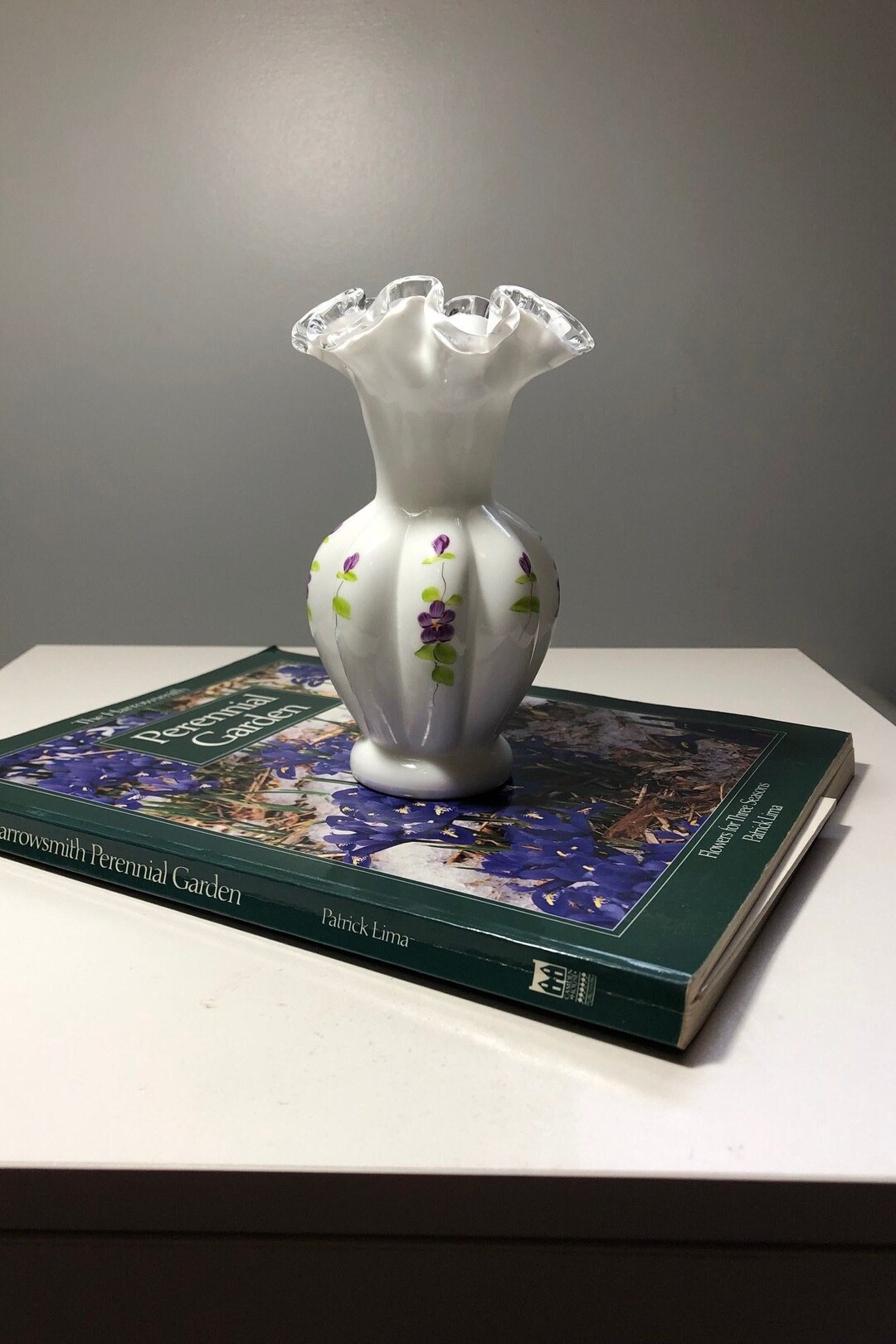 Fenton Signed Silver Crest Vase, Hand Painted "violets in the Snow" - Etsy
