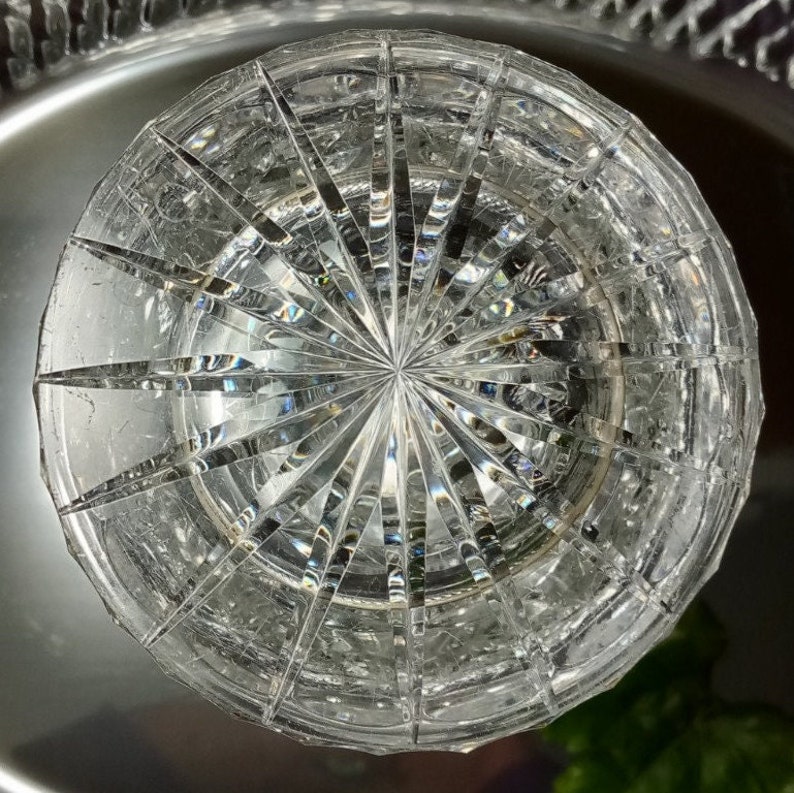 Sparkling Cut Glass Flower Vase, Hand Blown Pedestal Container in ...