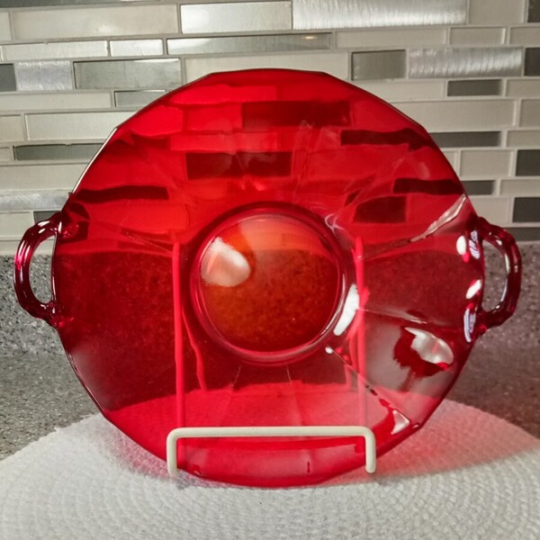 Ruby Glass Platter - Etsy