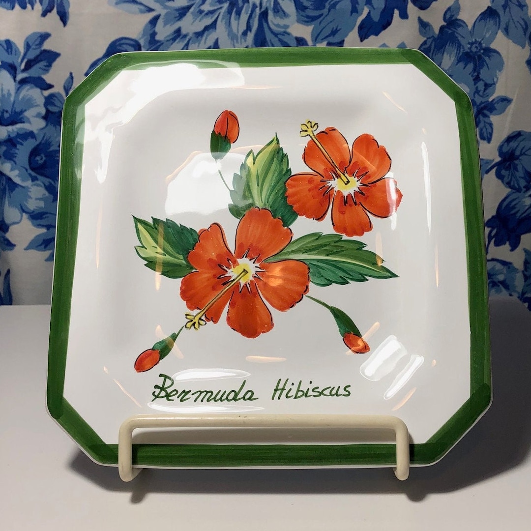 Barbara Finsness Hand Painted Bermuda Hibiscus Plate - Etsy