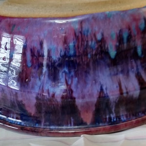 Art Pottery Bowl in Purple and Blue Glossy Drip Glazes, Artist Signed - Etsy