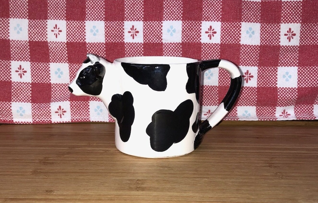 Cow Mug, Sculpted Holstein Head, Black & White, Ceramic, Ganz, Taiwan ...