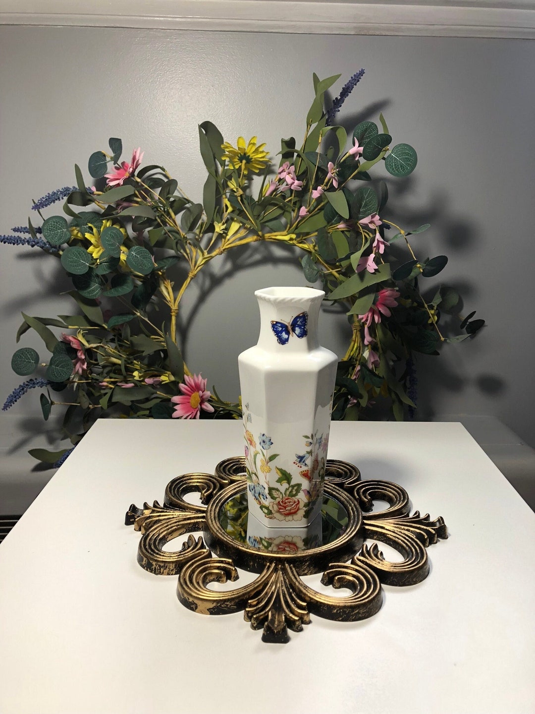 Flower Vase in Cottage Garden Pattern by Aynsley China, England - Etsy