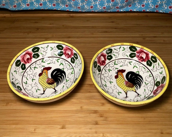 Rooster and Roses Coupe Cereal Bowls, Early Provincial by UCAGCO - Etsy