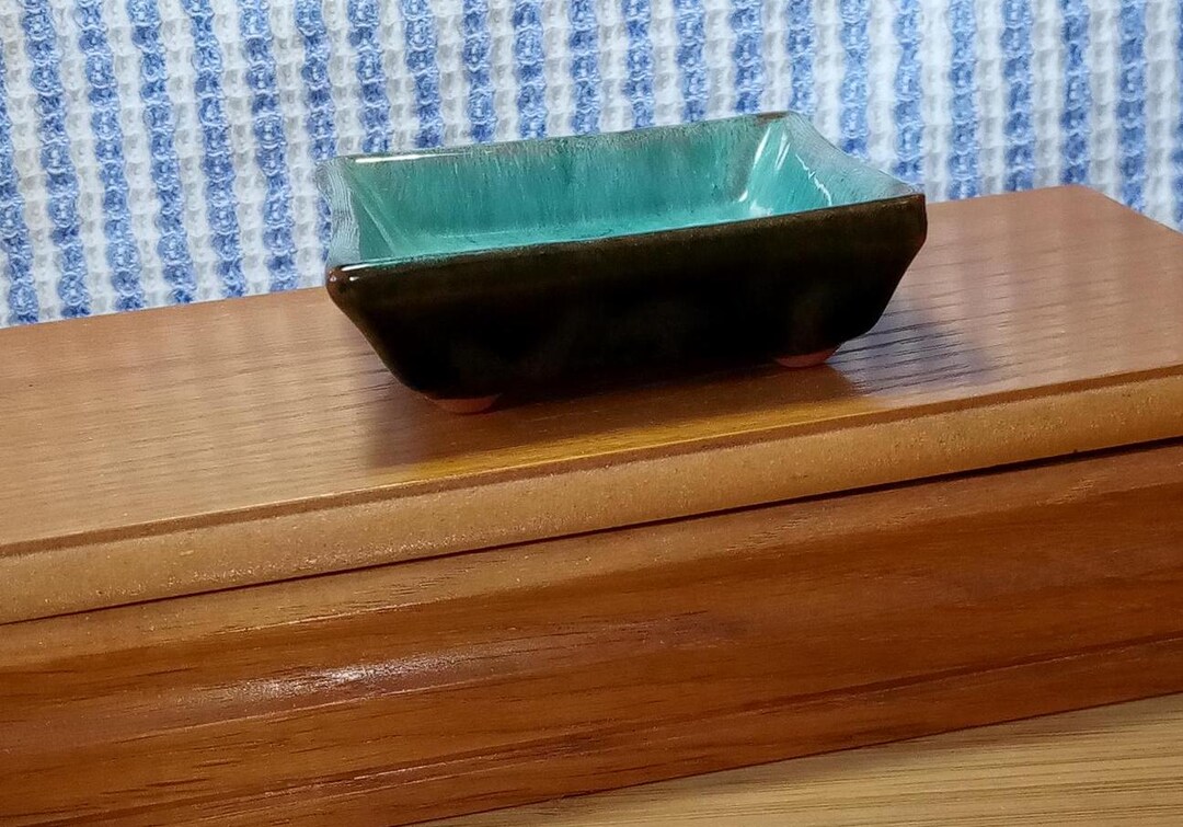 Small Square Pin Tray in Aqua Turquoise, Mcmaster Pottery, Canada - Etsy
