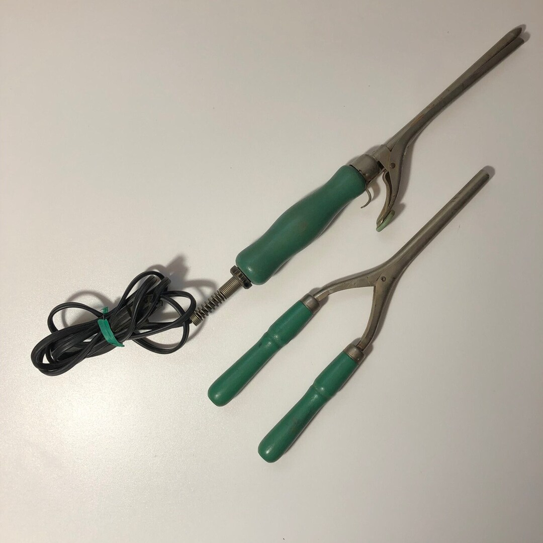 Retro Hair Curling Rods With Green Wood Handles - Etsy