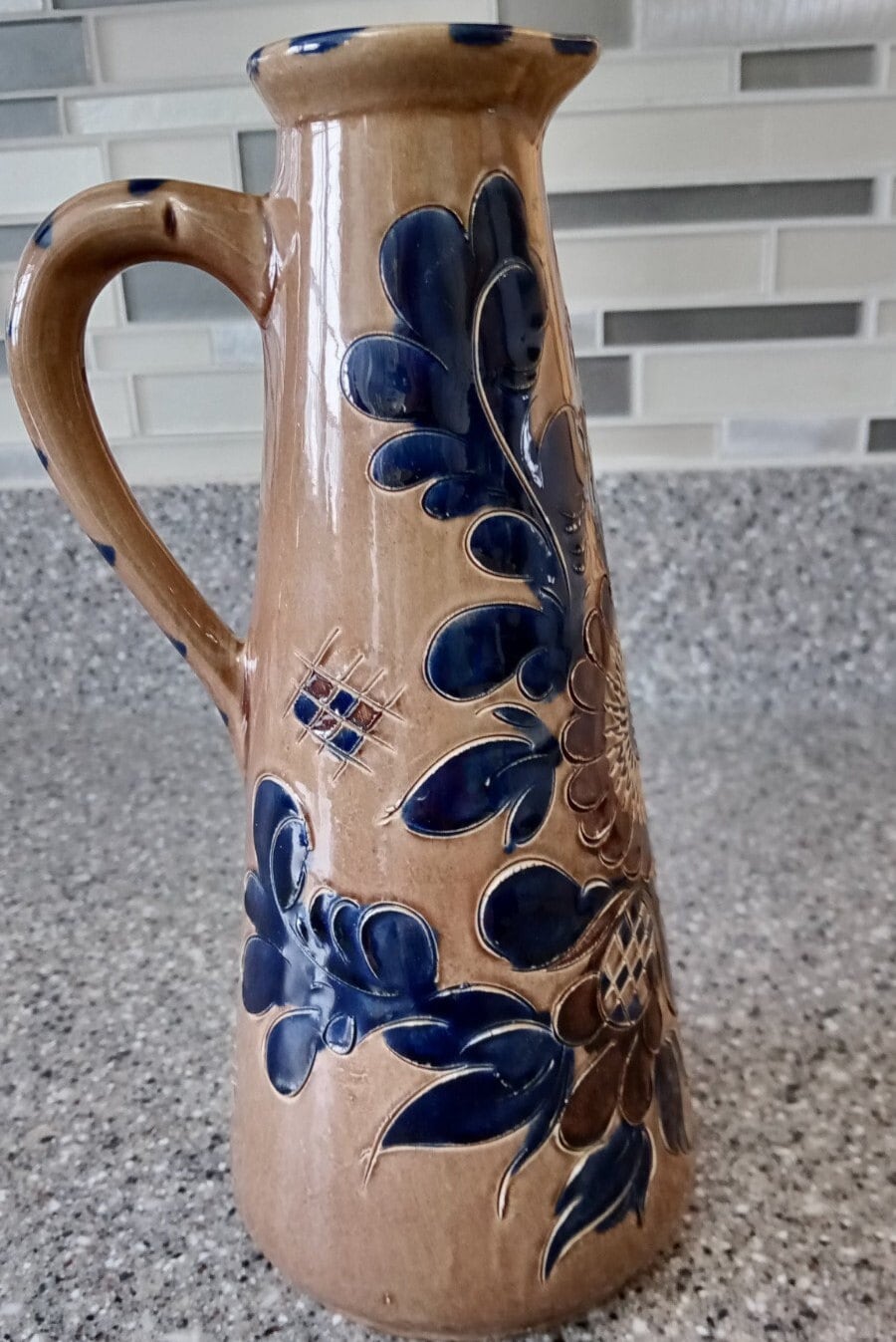 Salt-glazed Pottery Vase, Handled Pitcher, Westerwald-style, German ...