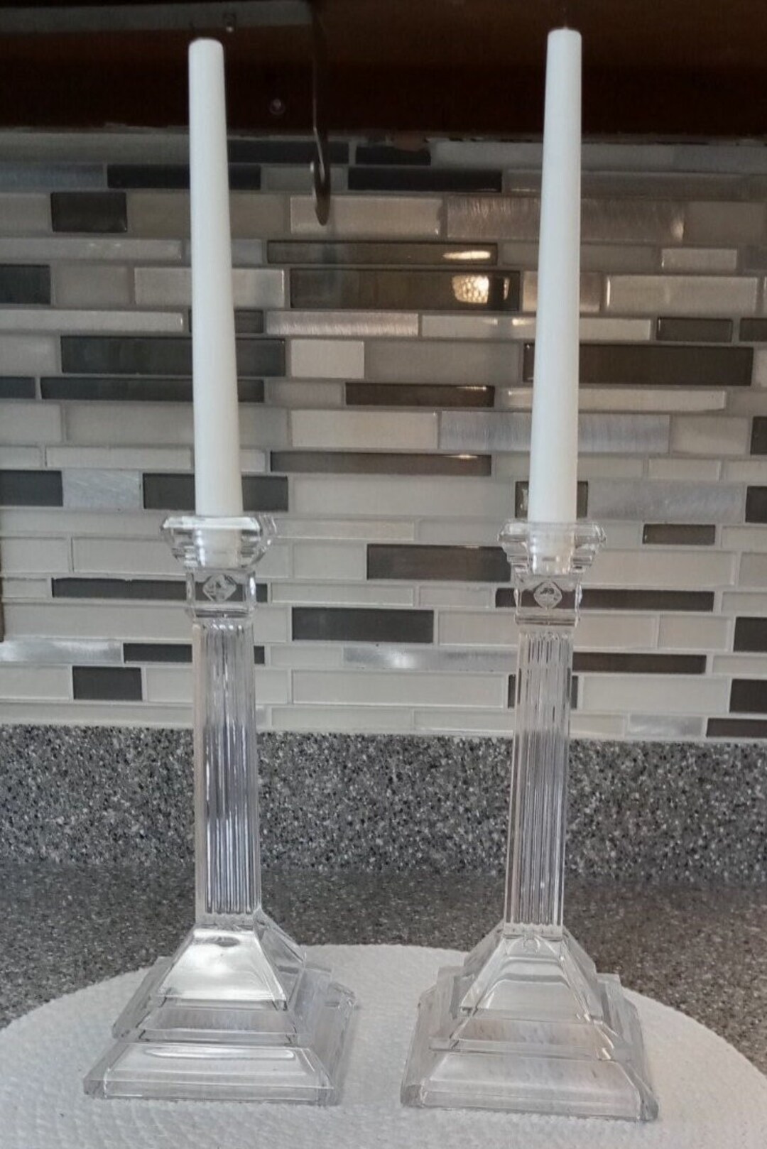 Pair of St George 24% Lead Crystal Candleholders in the Toscany Classic ...