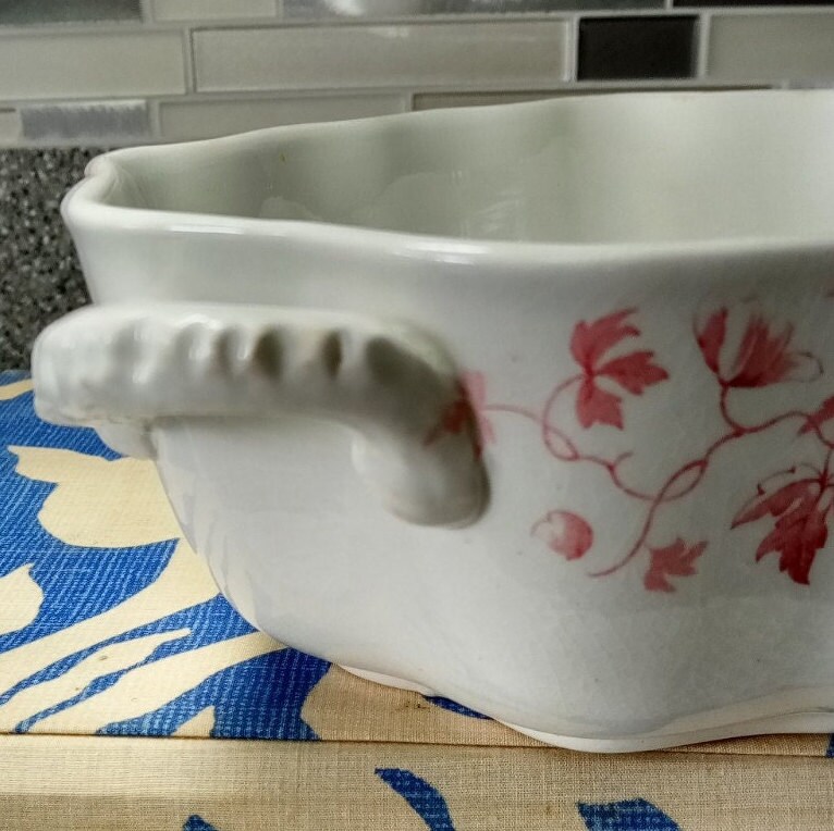 Victorian Covered Serving Bowl in Edgevale Red Transferware by John ...