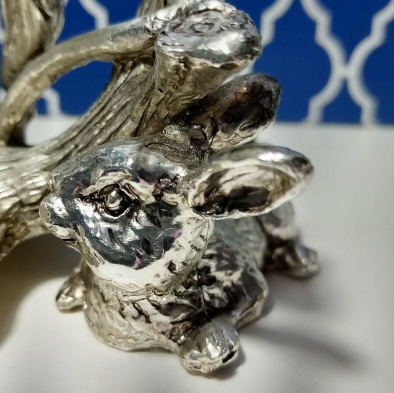 Bunny Rabbit Paperweight Pewter Color Animal Figurine Shiny - Etsy