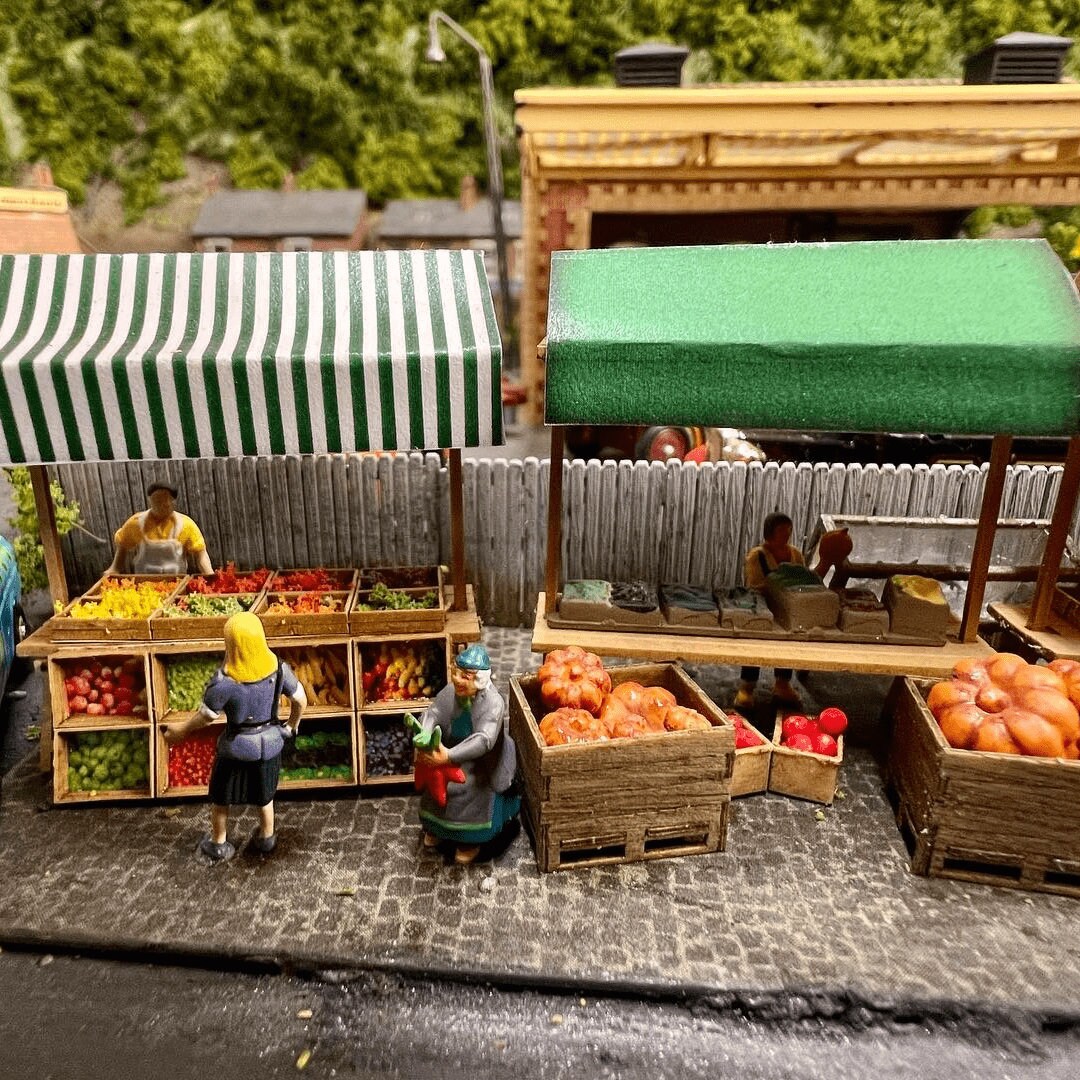 LX067-OO Market Stalls (pack of 4) for OO Gauge Model Railway & 1:76 ...