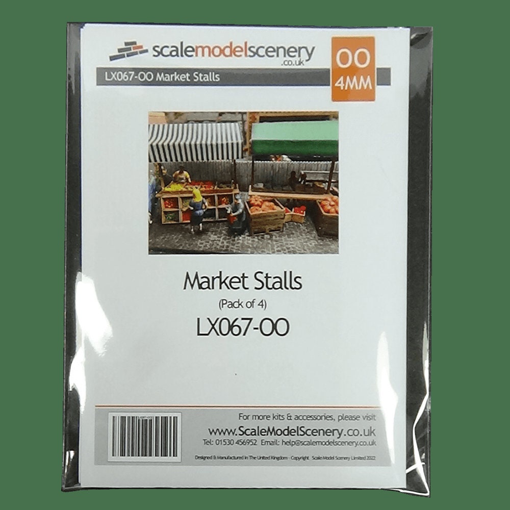 LX067-OO Market Stalls (pack of 4) for OO Gauge Model Railway & 1:76 ...
