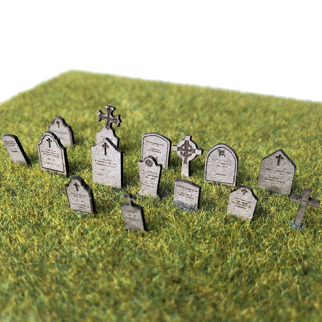 LX394-OO Laser Cut Gravestones (pack of 58) for OO Gauge Model Railway ...