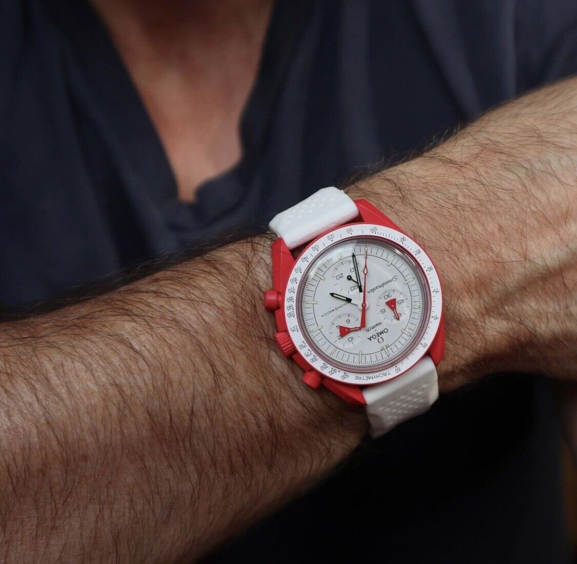 Omega X Swatch Moonswatch Red/ White Mission to Mars WATCH - Etsy