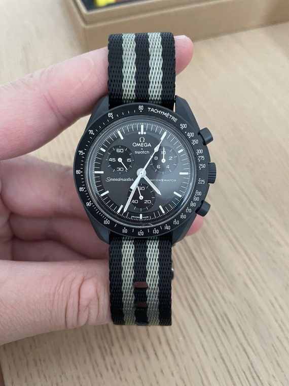Omega X Swatch - Moonswatch - Black/Grey Nato Strap F… - Gem