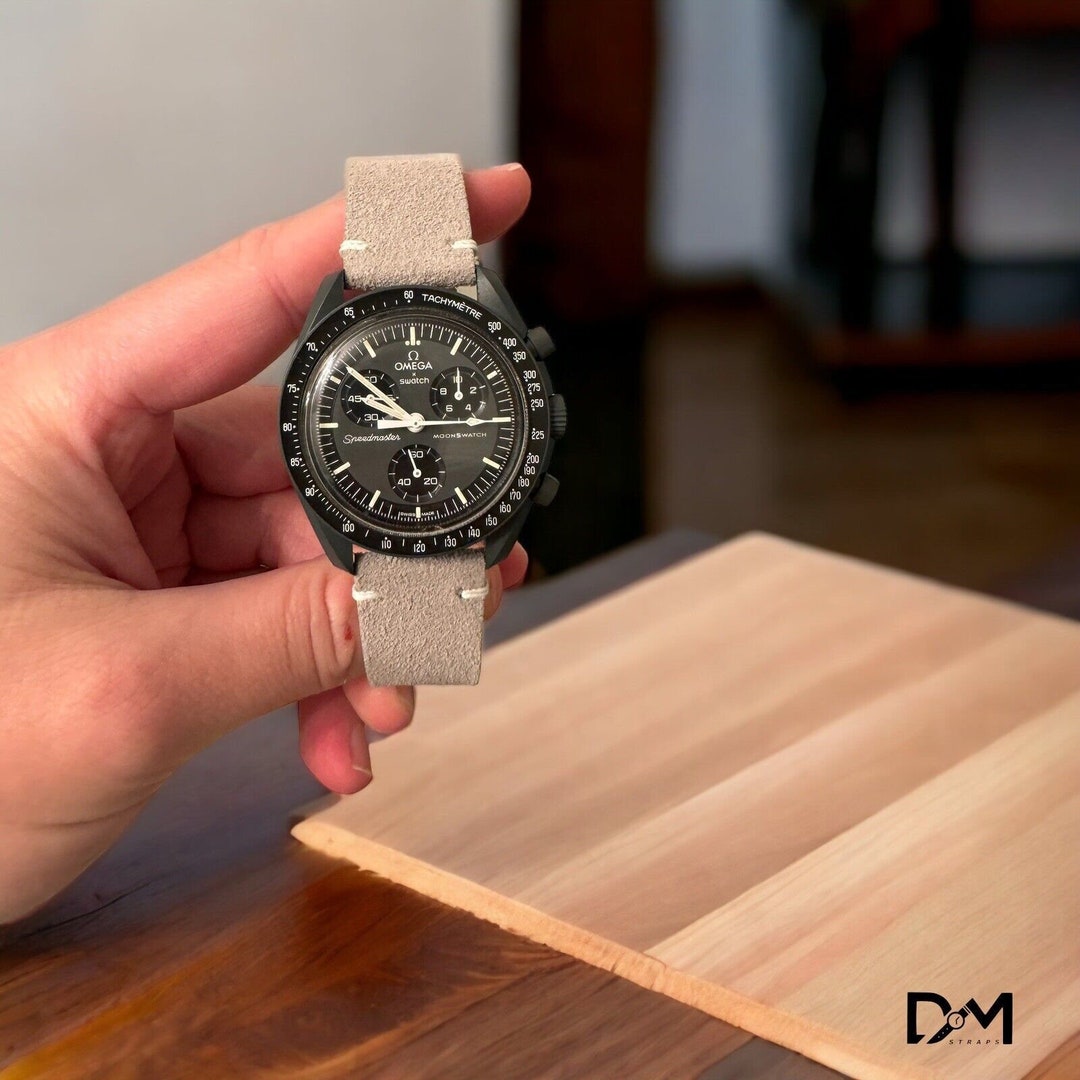 Moonswatch Strap Moonswatch Grey Leather Strap Only Fits Mission to ...