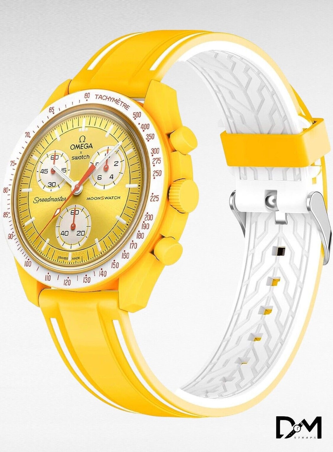 Omega X Swatch Moonswatch Yellow/white Mission to the Sun WATCH STRAP ...