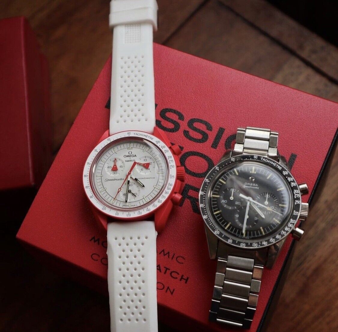 Omega X Swatch Moonswatch Red/ White Mission to Mars WATCH - Etsy