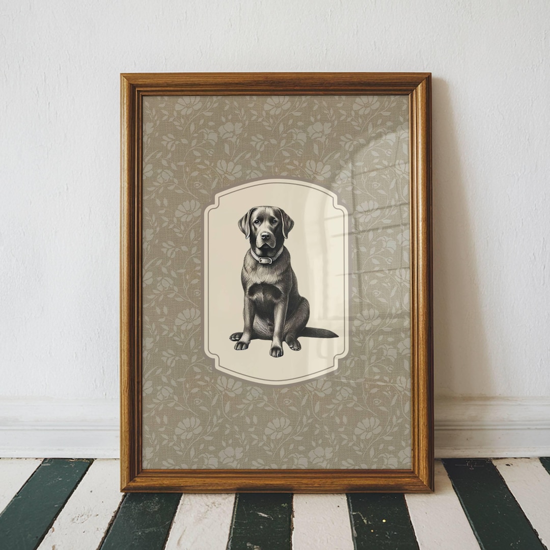 Vintage Style Dog Print Nursery Decor Black Labrador Vintage Style Dog ...