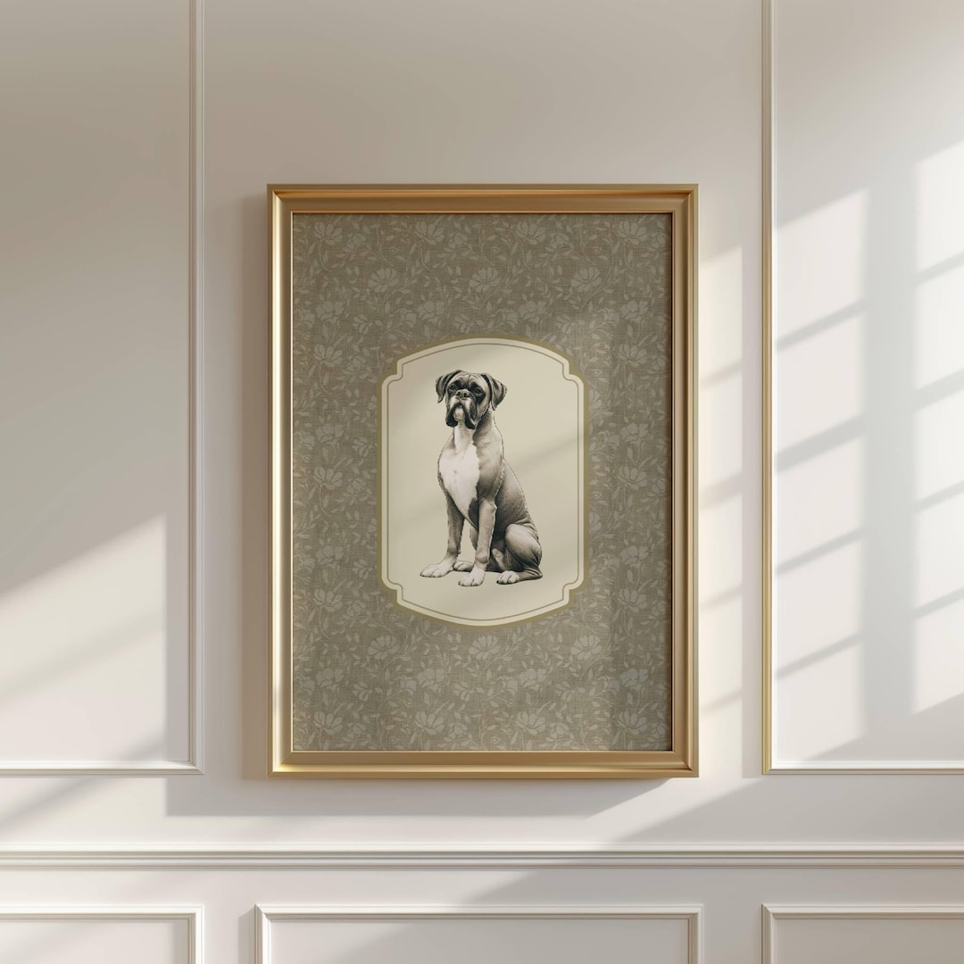 Vintage Style Dog Print Nursery Decor Boxer Vintage Style Dog Wall Art ...