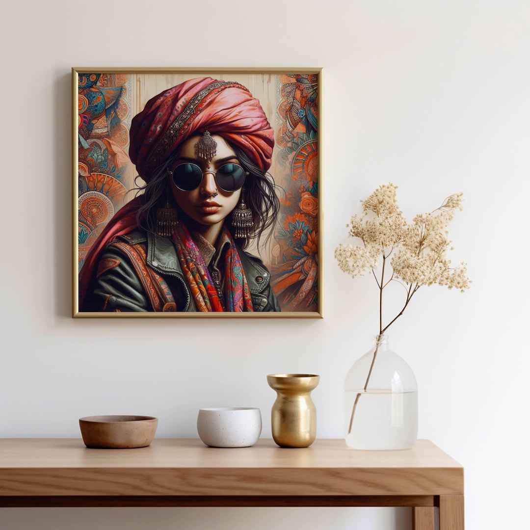 Modern Indian Woman Swag Art Indian Pop Art Desi Turban Women With ...