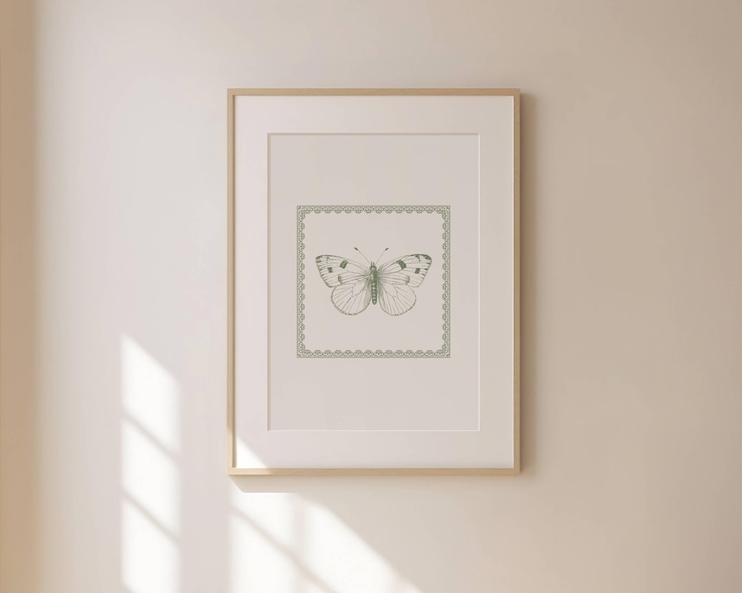 Sage Green Butterfly Print Abstract Butterfly Wall Art Cottage Core ...
