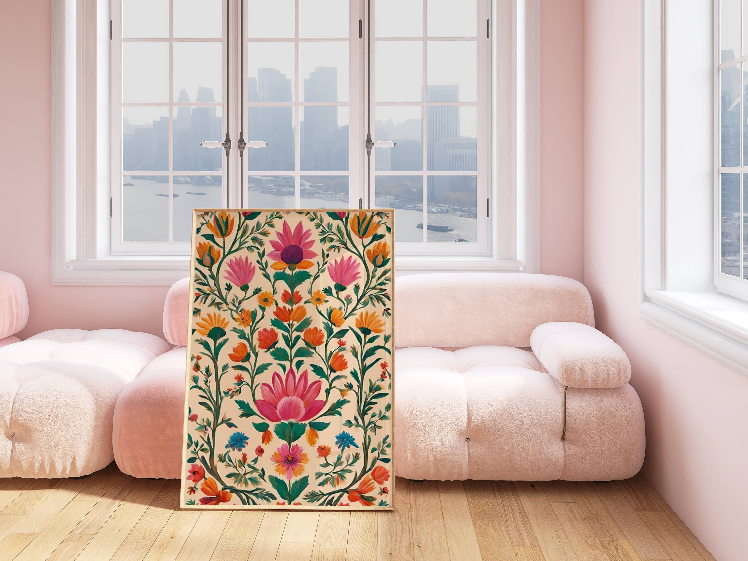 Floral Print Indian Folk Art Traditional Indian Floral Printable Wall ...