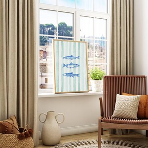 Fish Wall Art Stripped Blue Fish Kitchen Decor DIGITAL DOWNLOAD Print ...