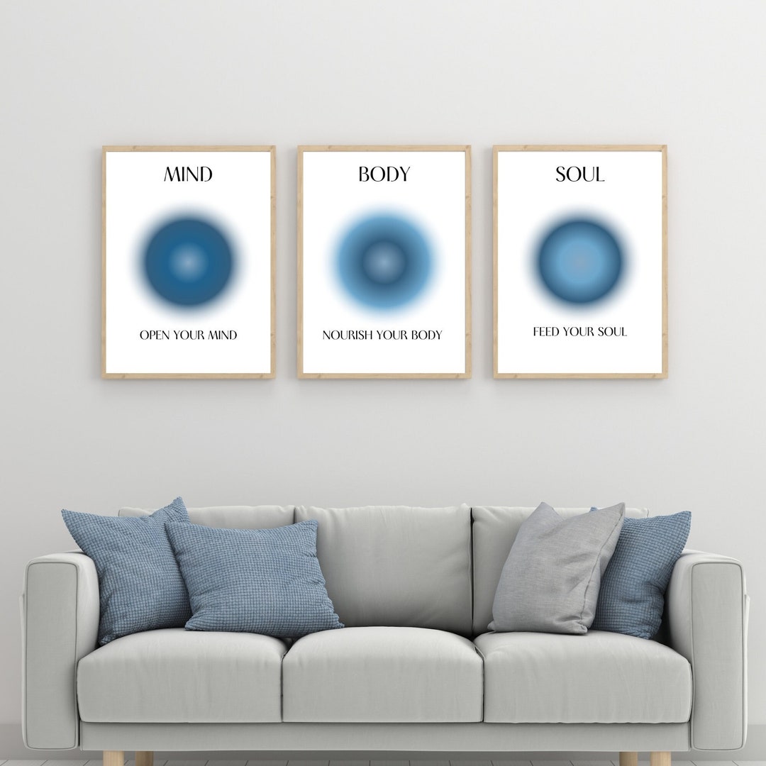 Positive Aura Posters Set of 3 Spiritual Poster Set Relaxing Wall Art ...