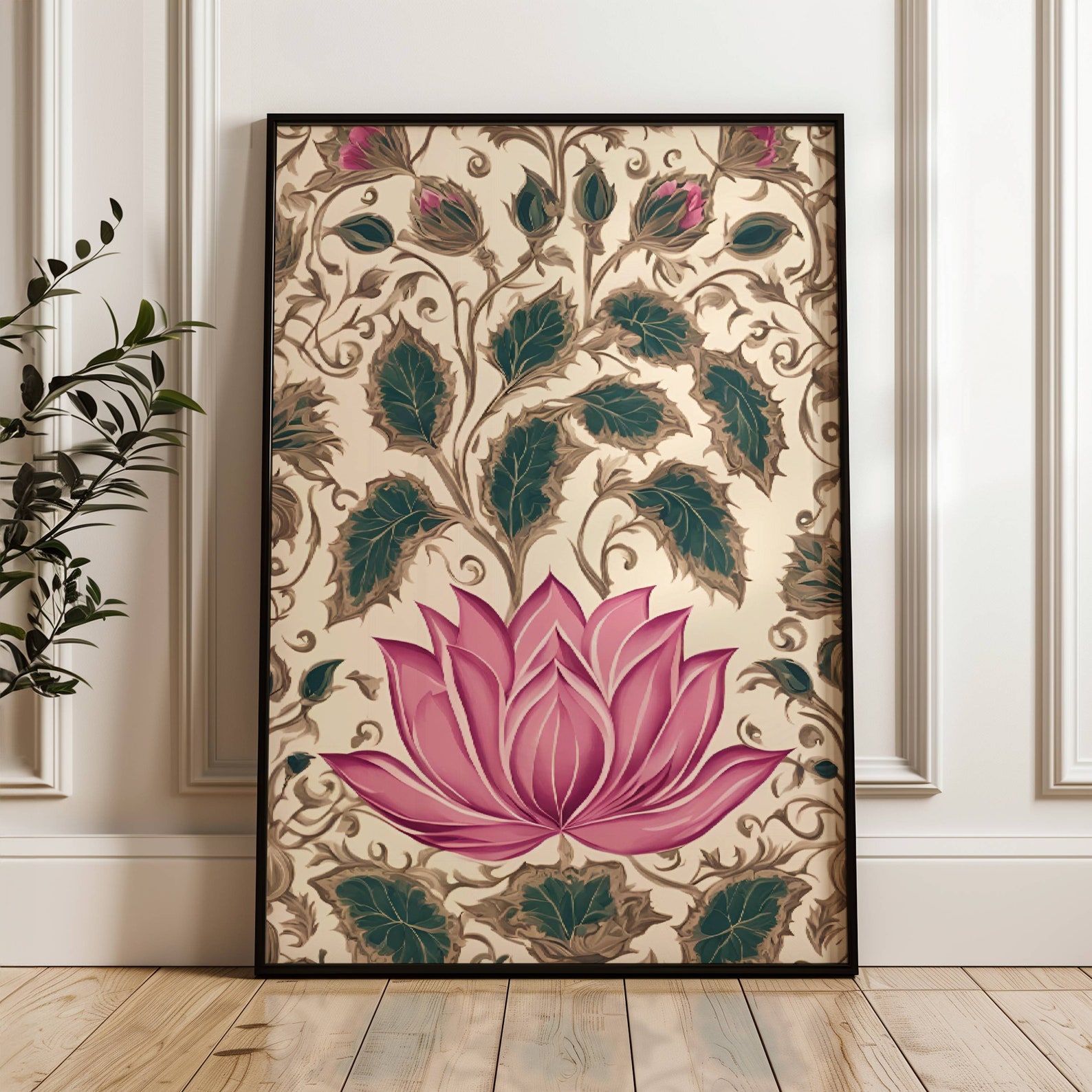 Lotus Print Indian Folk Art Traditional Indian Lotus Printable Wall Art ...