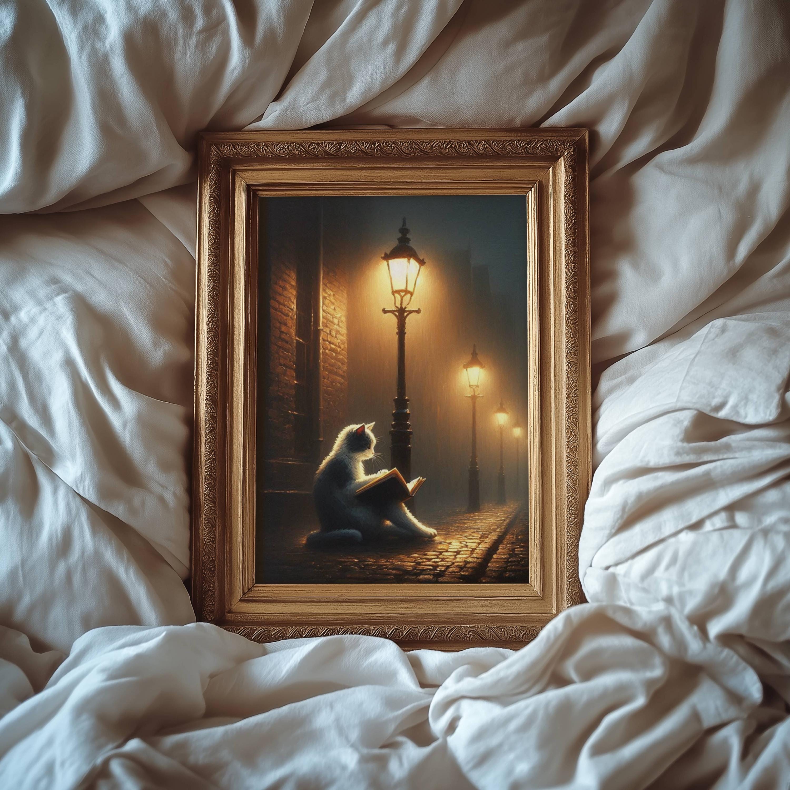 Reading Cat Wall Art Download for Home Reading Nook Decor Display ...