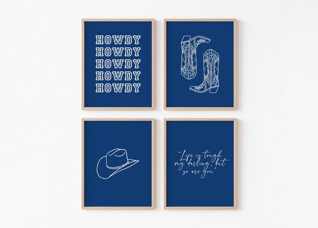 Blue Cowgirl Prints Set | Southern Western Art (digital Download) - Etsy