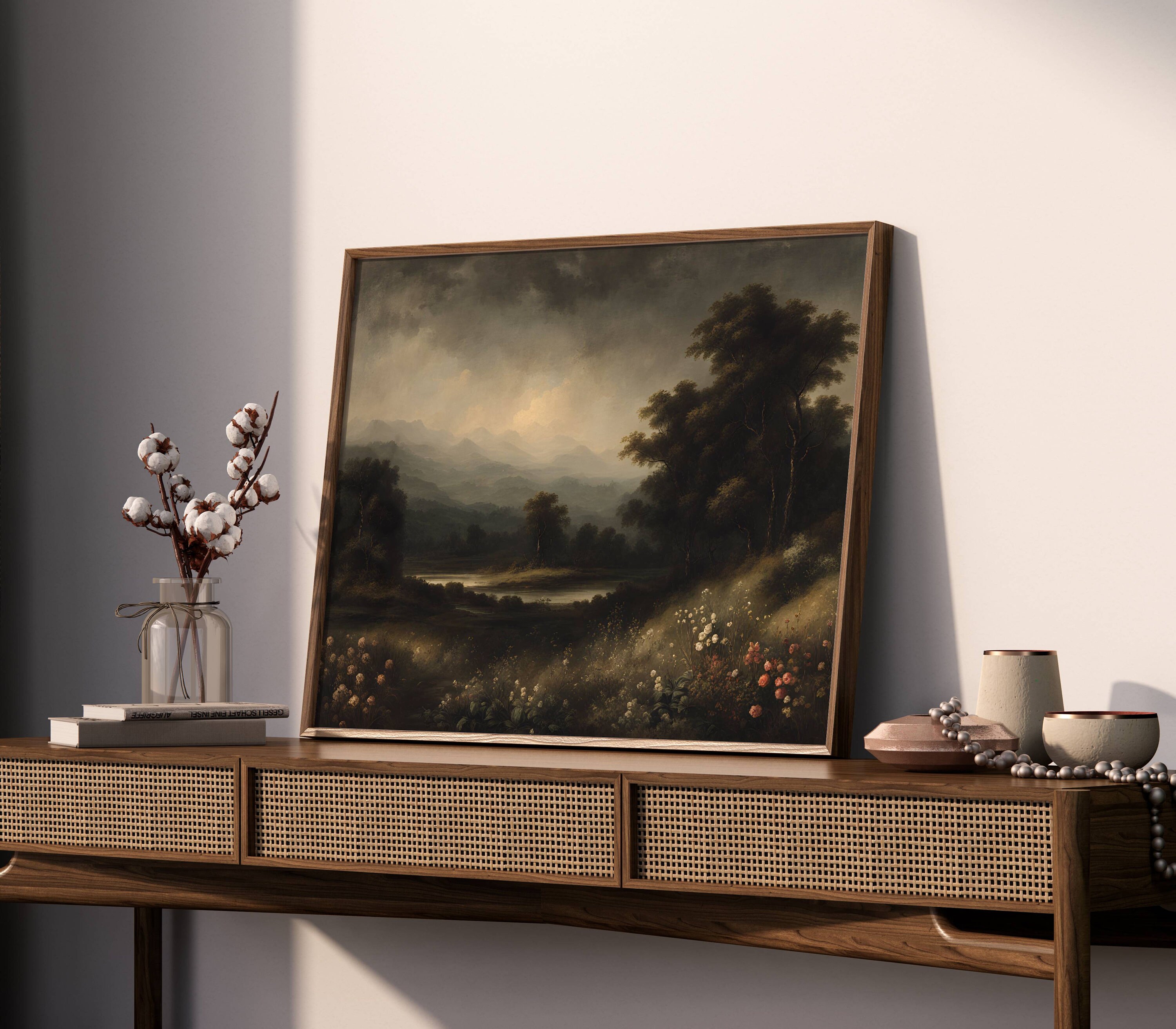 Moody Landscape Print Wildflower Painting Vintage Printable Art Dark ...