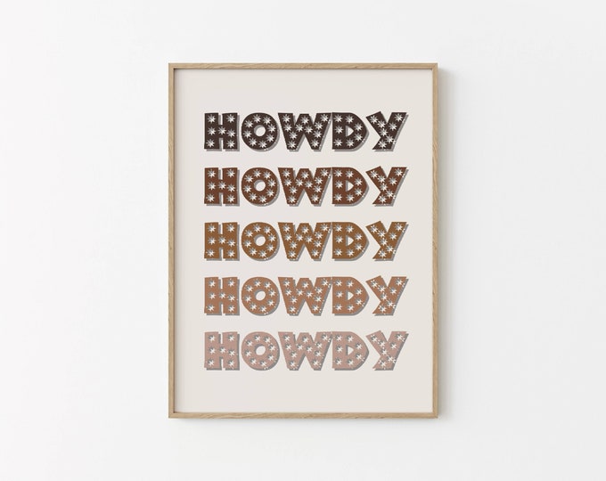 Howdy Typography Wall Art Print,western Wall Decor,cowboy Poster,ranch ...