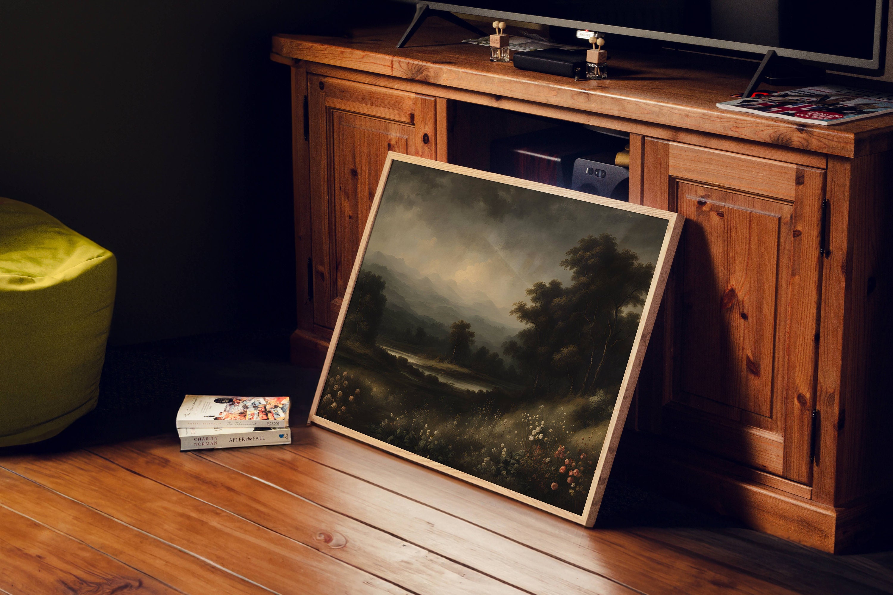 Moody Landscape Print Wildflower Painting Vintage Printable Art Dark ...