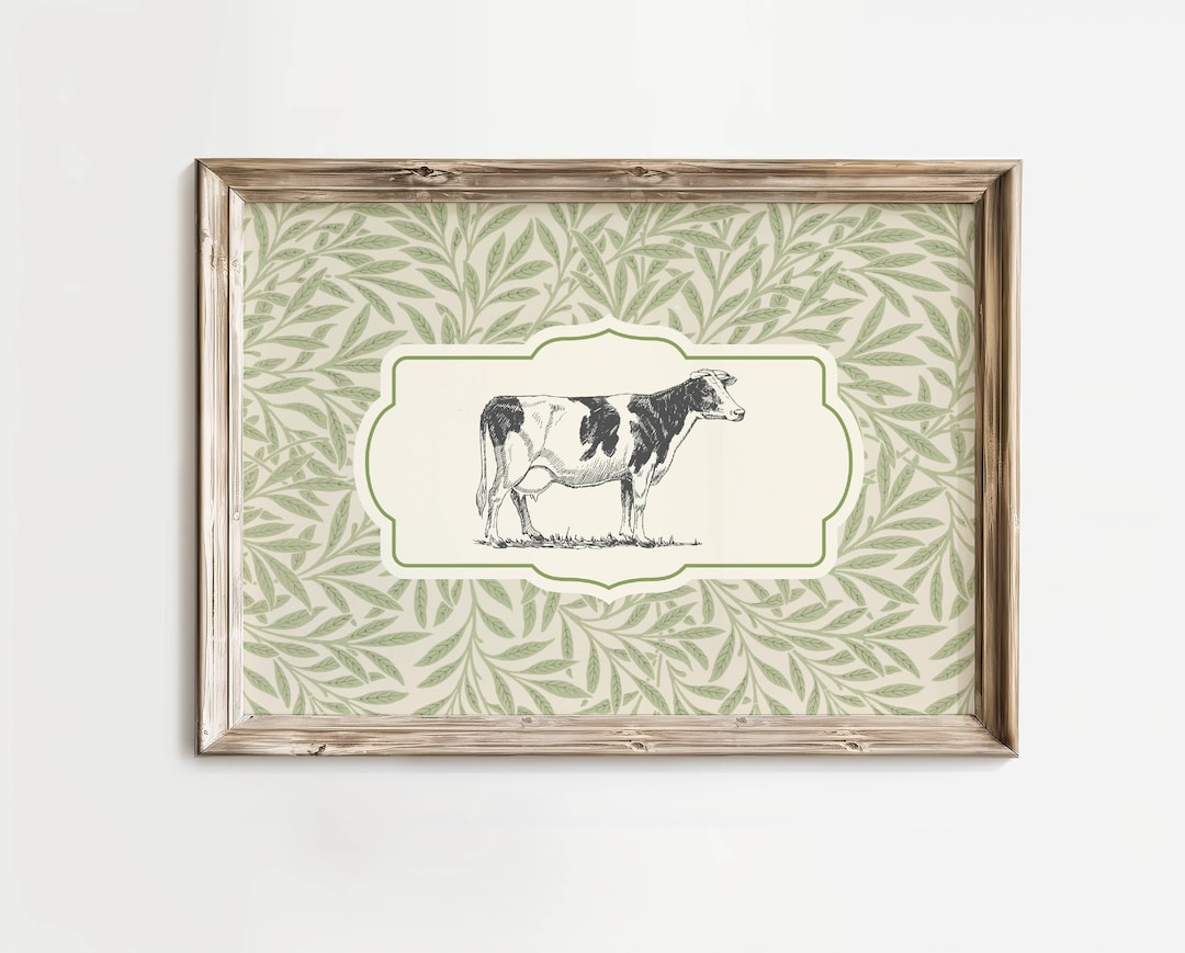 Vintage Cow Print Cow Painting Vintage Farmhouse Art Cow Artwork Cow ...