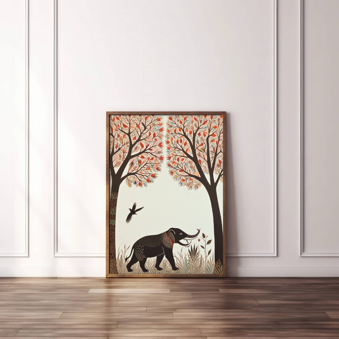 Elephant Print Animal Printable Wall Art Indian Gond Painting Elephant ...