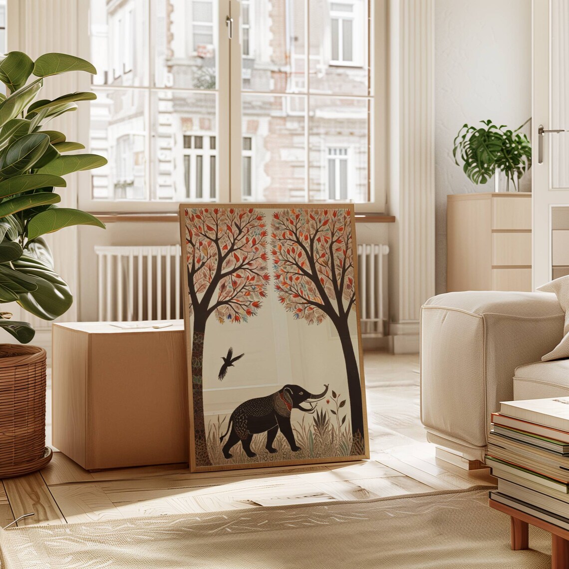 Elephant Print Animal Printable Wall Art Indian Gond Painting Elephant ...