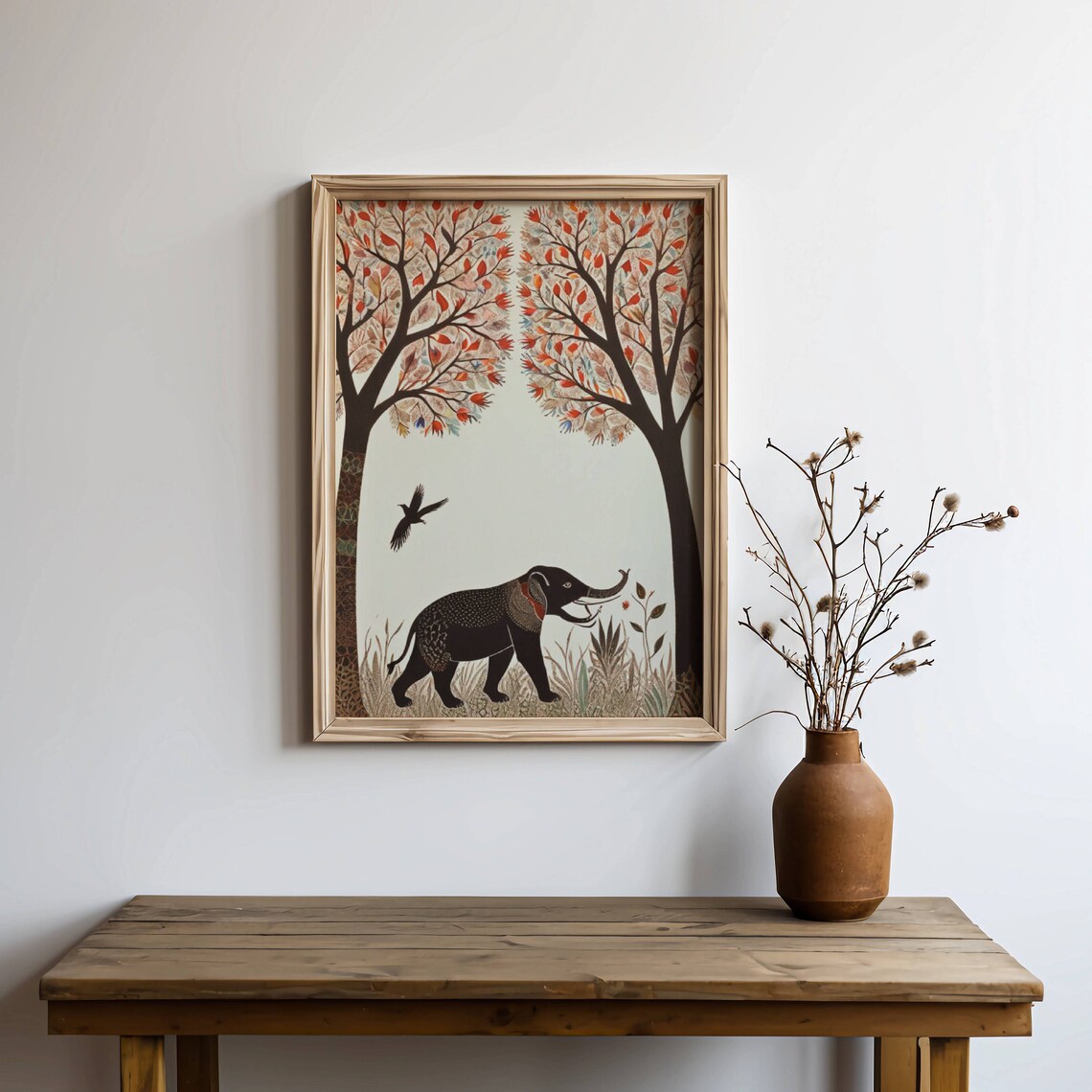 Elephant Print Animal Printable Wall Art Indian Gond Painting Elephant ...