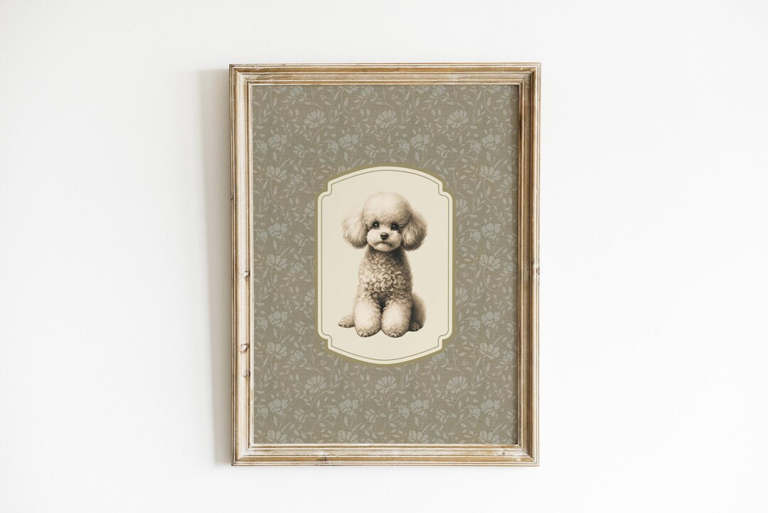 Vintage Style Dog Print Nursery Decor Toy Poodle Vintage Style Dog Wall ...