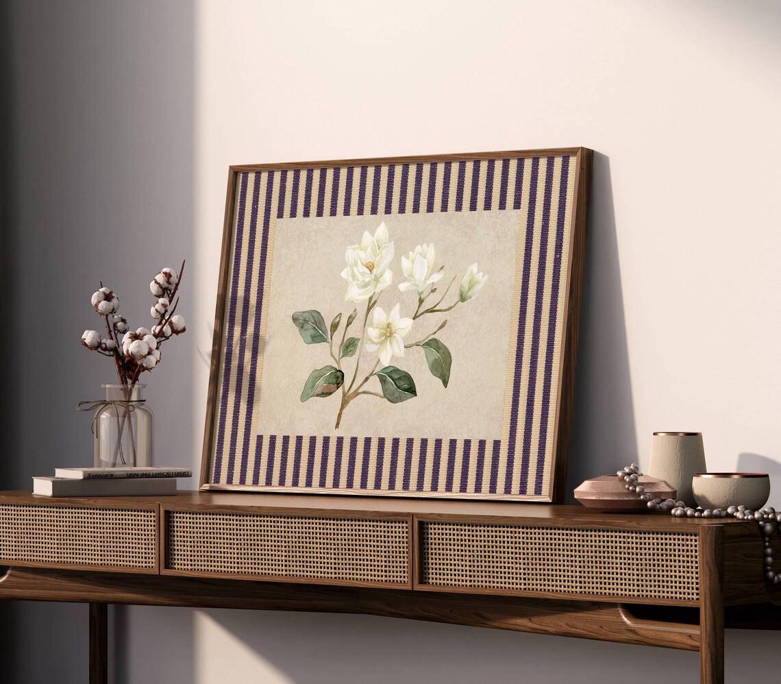 Botanical Magnolia Print Wall Art Farmhouse Style Home Display Floral ...