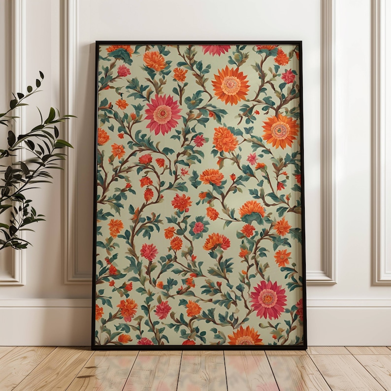 Floral Print Indian Folk Art Traditional Indian Floral Printable Wall ...