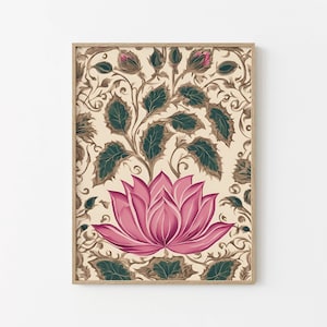 Lotus Print Indian Folk Art Traditional Indian Lotus Printable Wall Art ...