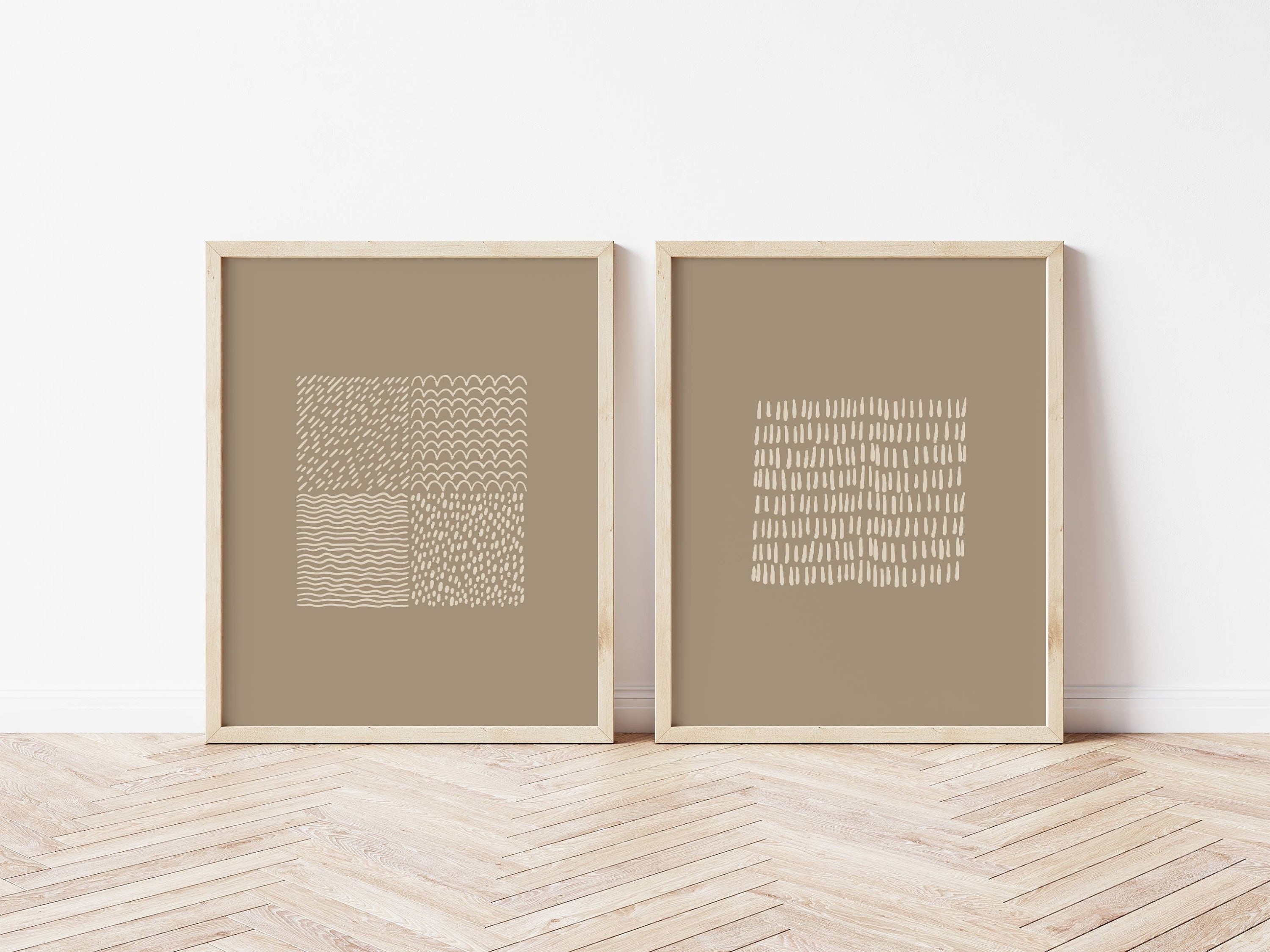 Beige and Tan Abstract Prints Set of 2 Printable Wall Art Neutral ...