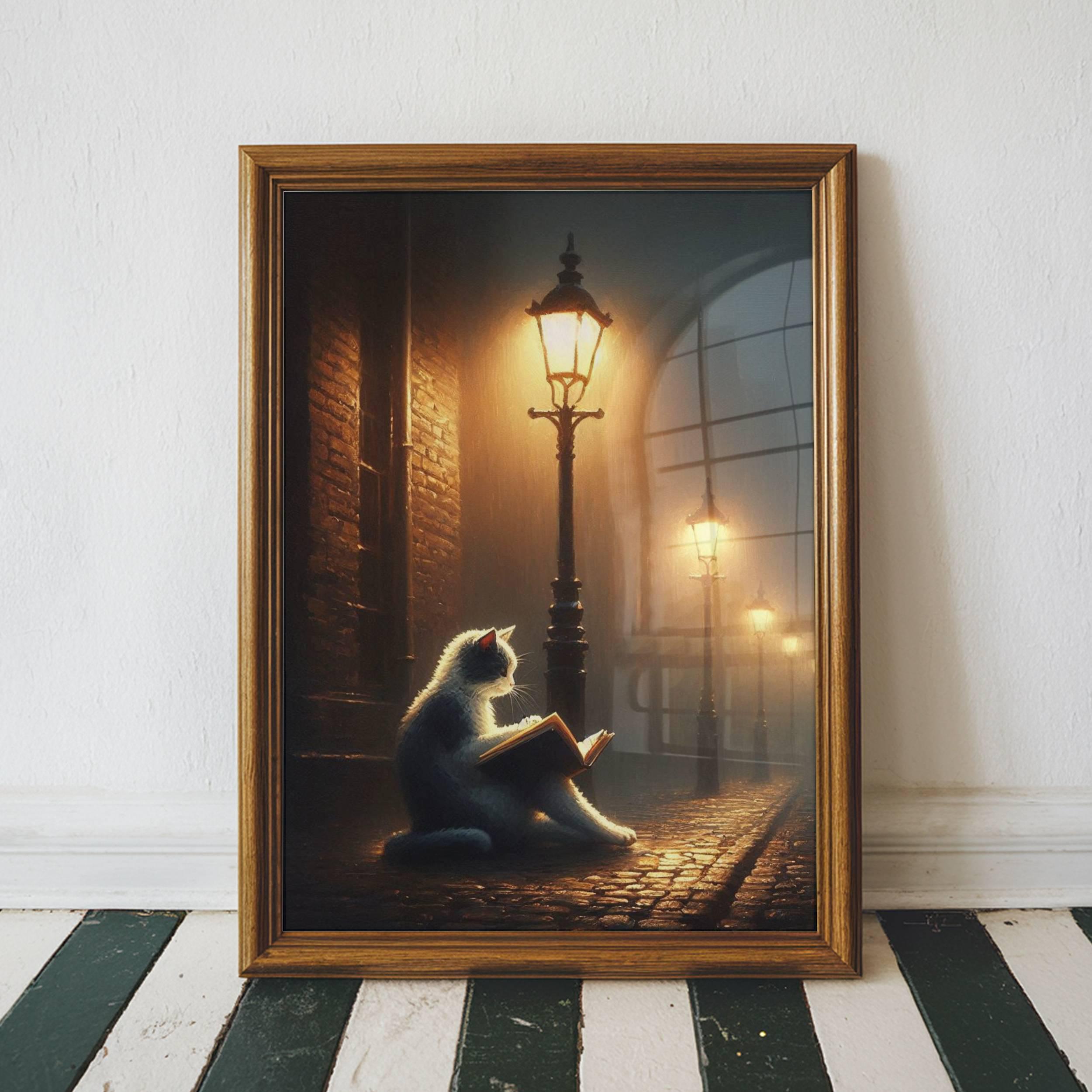 Reading Cat Wall Art Download for Home Reading Nook Decor Display ...